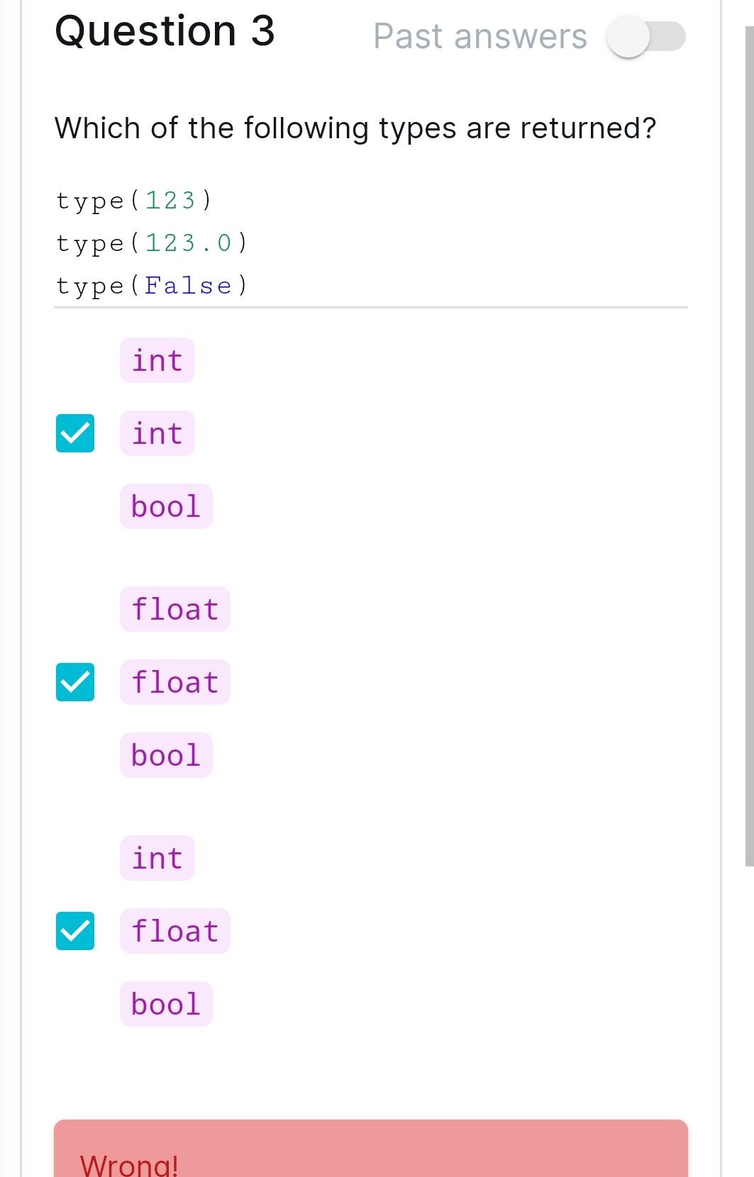 Solved Question 3Past answersWhich of the following types | Chegg.com