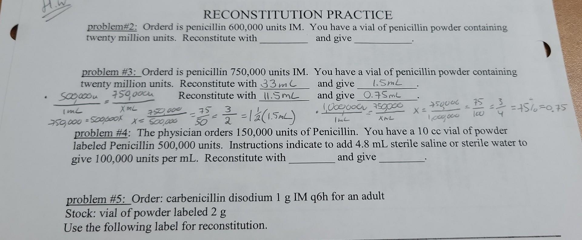 Solved RECONSTITUTION PRACTICE problem\#2: Orderd is | Chegg.com