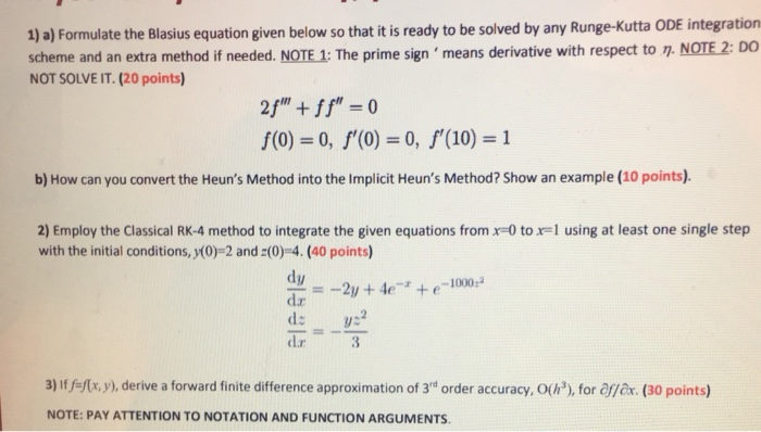 Solved 1) a) Formulate the Blasius equation given below so | Chegg.com