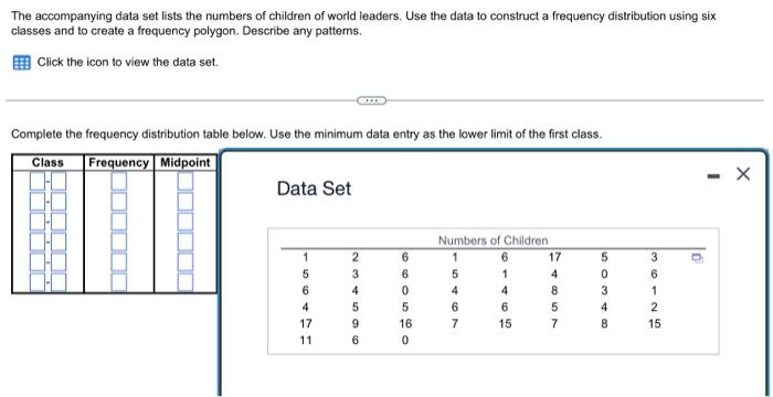 Solved The accompanying data set lists the numbers of | Chegg.com