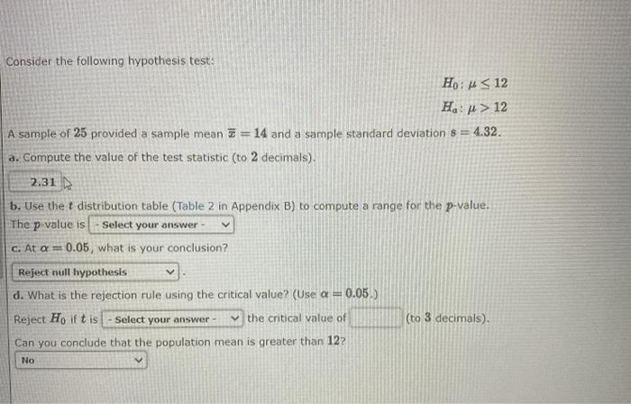 Solved Consider the following hypothesis test: Ho: μ