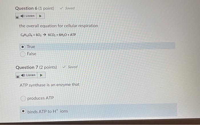 Solved the overall equation for cellular respiration ATP | Chegg.com
