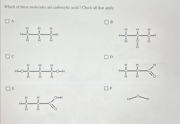 Solved Which of these molecules are carboxylic acids? Check | Chegg.com