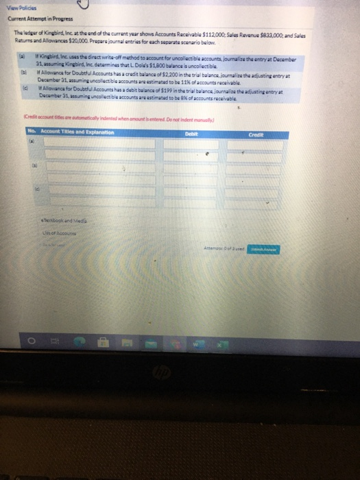 Solved View Policies Current Attempt in Progress The ledger | Chegg.com
