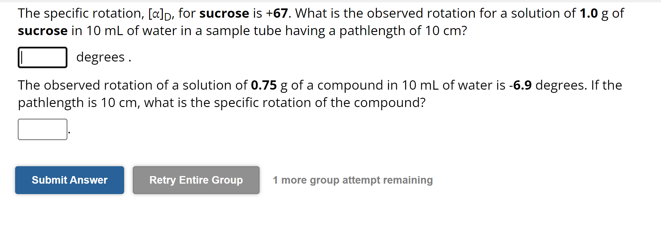 Solved The specific rotation, [\alpha ]D, ﻿for sucrose is | Chegg.com