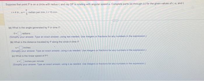 Solved Suppose that point P is on a circle with radius r, | Chegg.com