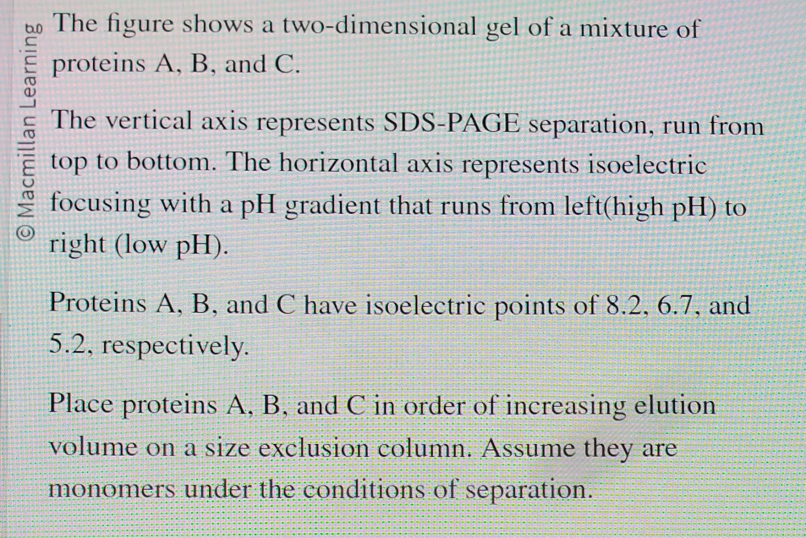 Solved no The figure shows a two-dimensional gel of a | Chegg.com