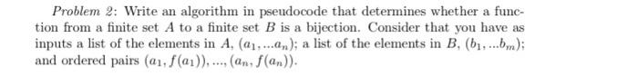 Solved Problem 2 Write An Algorithm In Pseudocode That 7342
