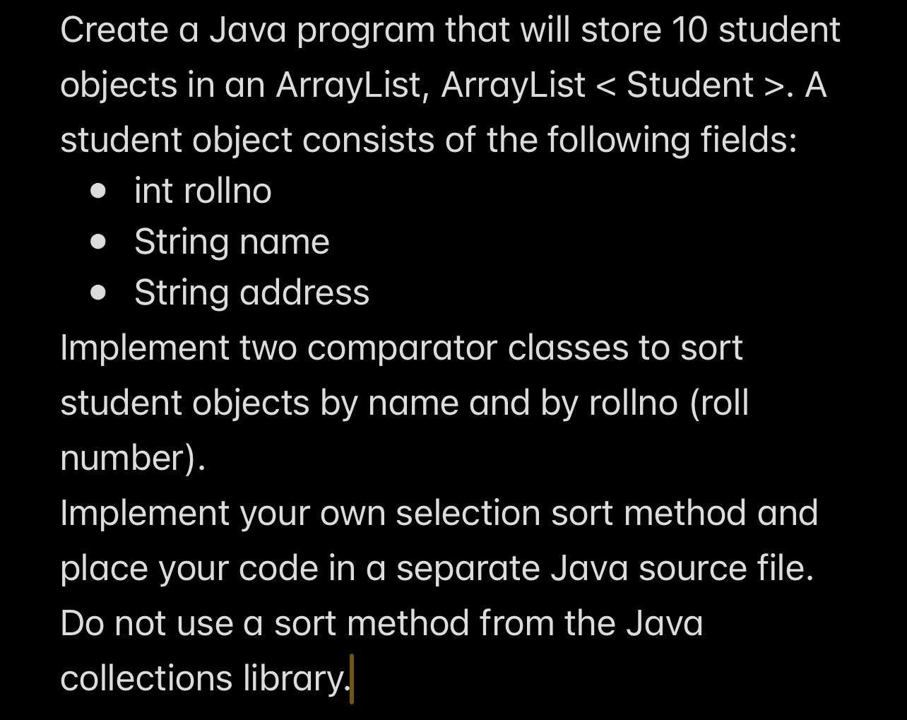 Solved Create a Java program that will store 10 ﻿student | Chegg.com