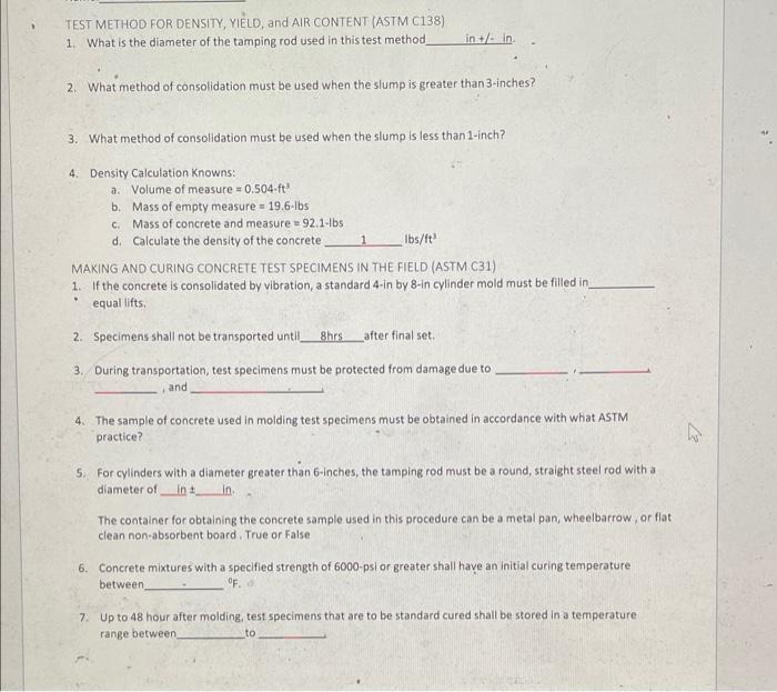 Solved Name: SAMPLING FRESHLY MIXED CONCRETE (ASTM C172) 1. | Chegg.com