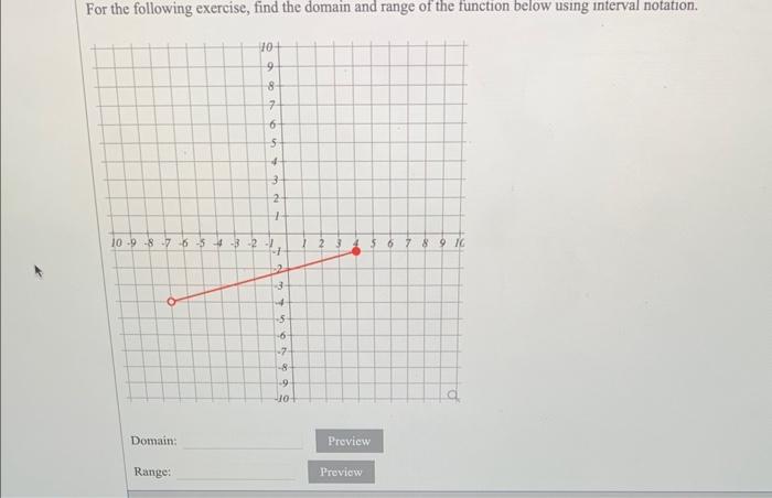 Solved For the following exercise, find the domain and range | Chegg.com