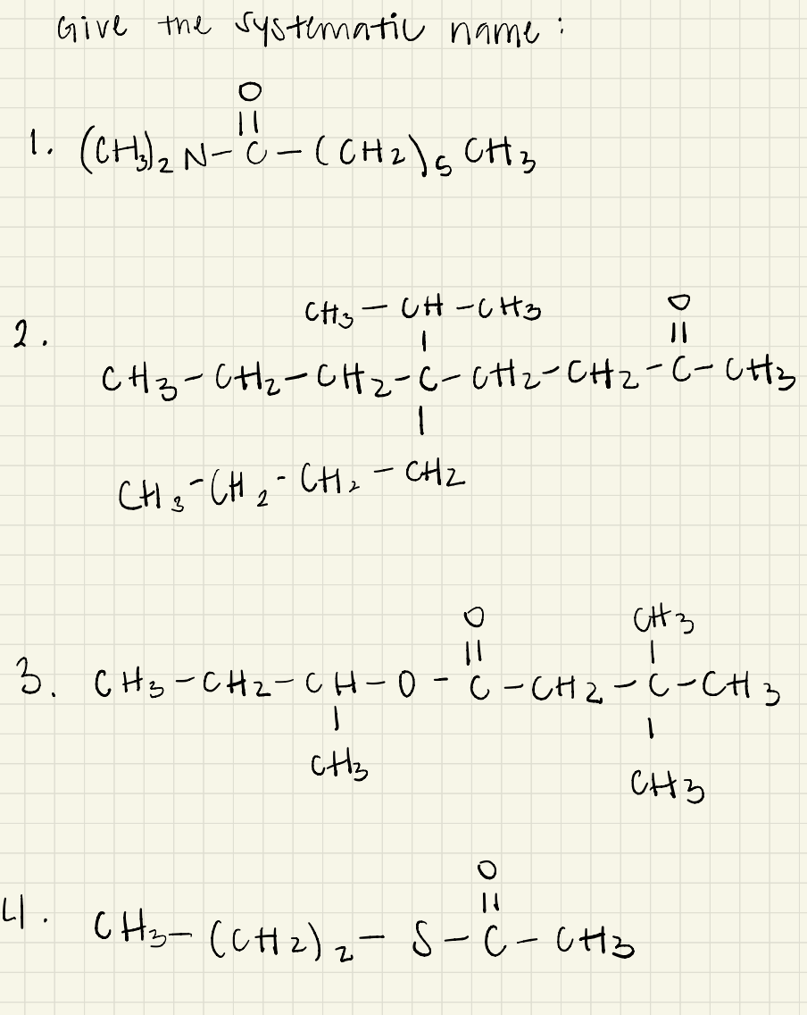 Solved Give the systematic name for the following: | Chegg.com