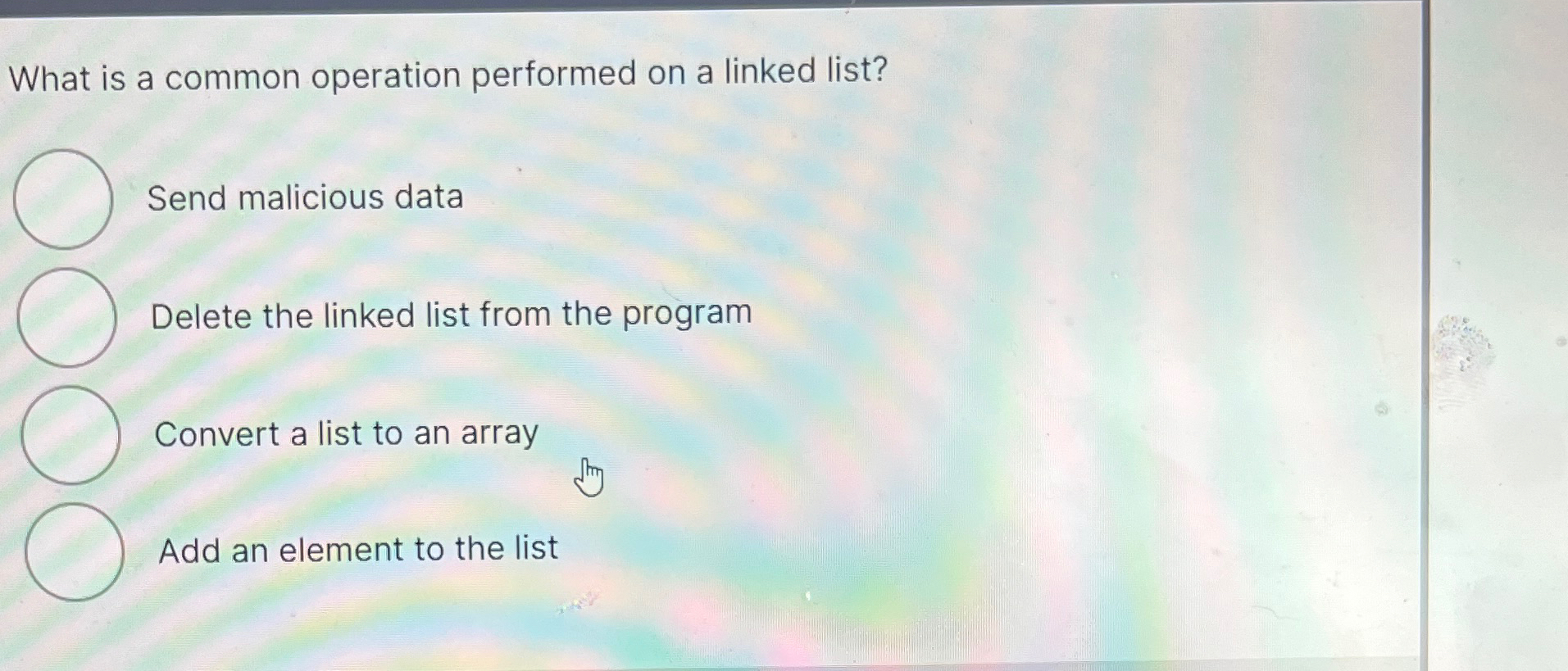 Solved What is a common operation performed on a linked | Chegg.com