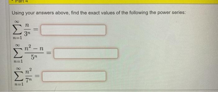 Solved Using your answers above, find the exact values of | Chegg.com