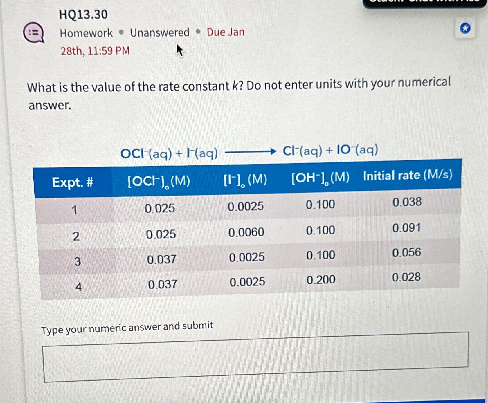 Solved \\nWhat is the value of the rate constant k ? Do not | Chegg.com