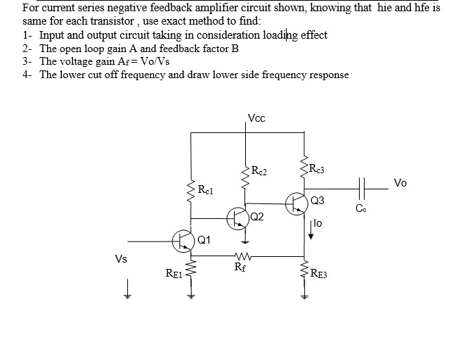 For current series negative feedback amplifier | Chegg.com