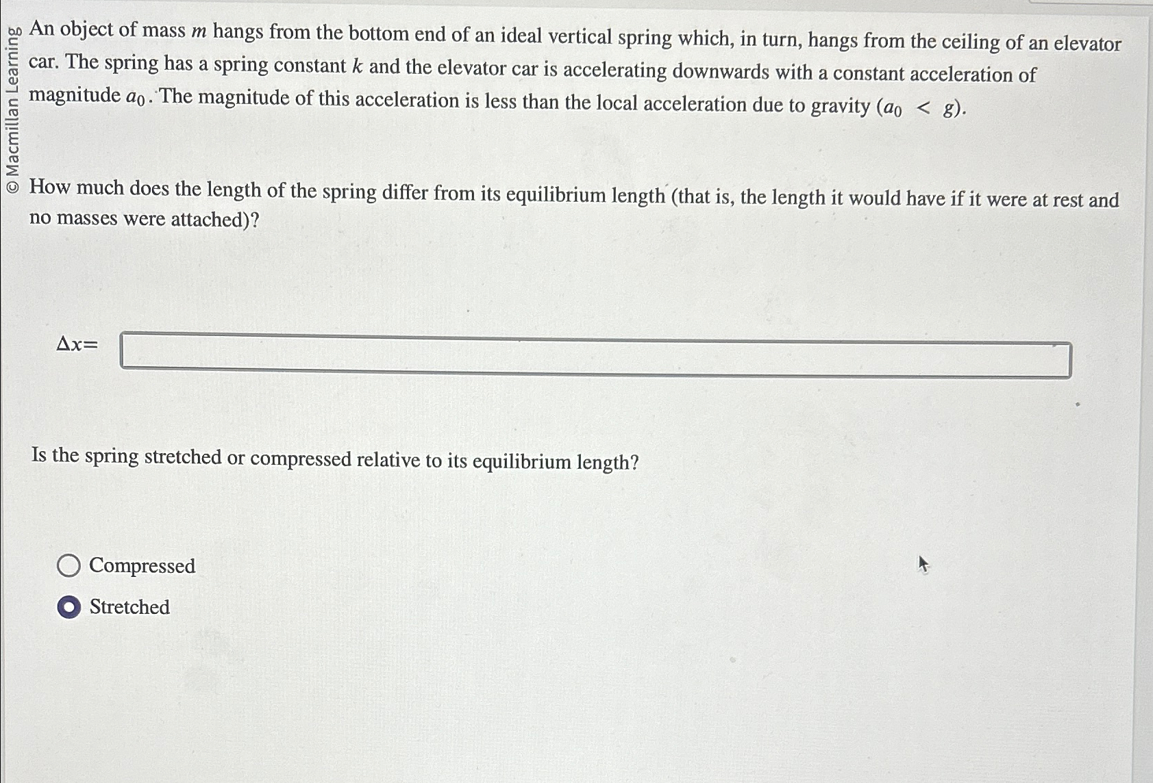 Solved An object of mass m ﻿hangs from the bottom end of an | Chegg.com