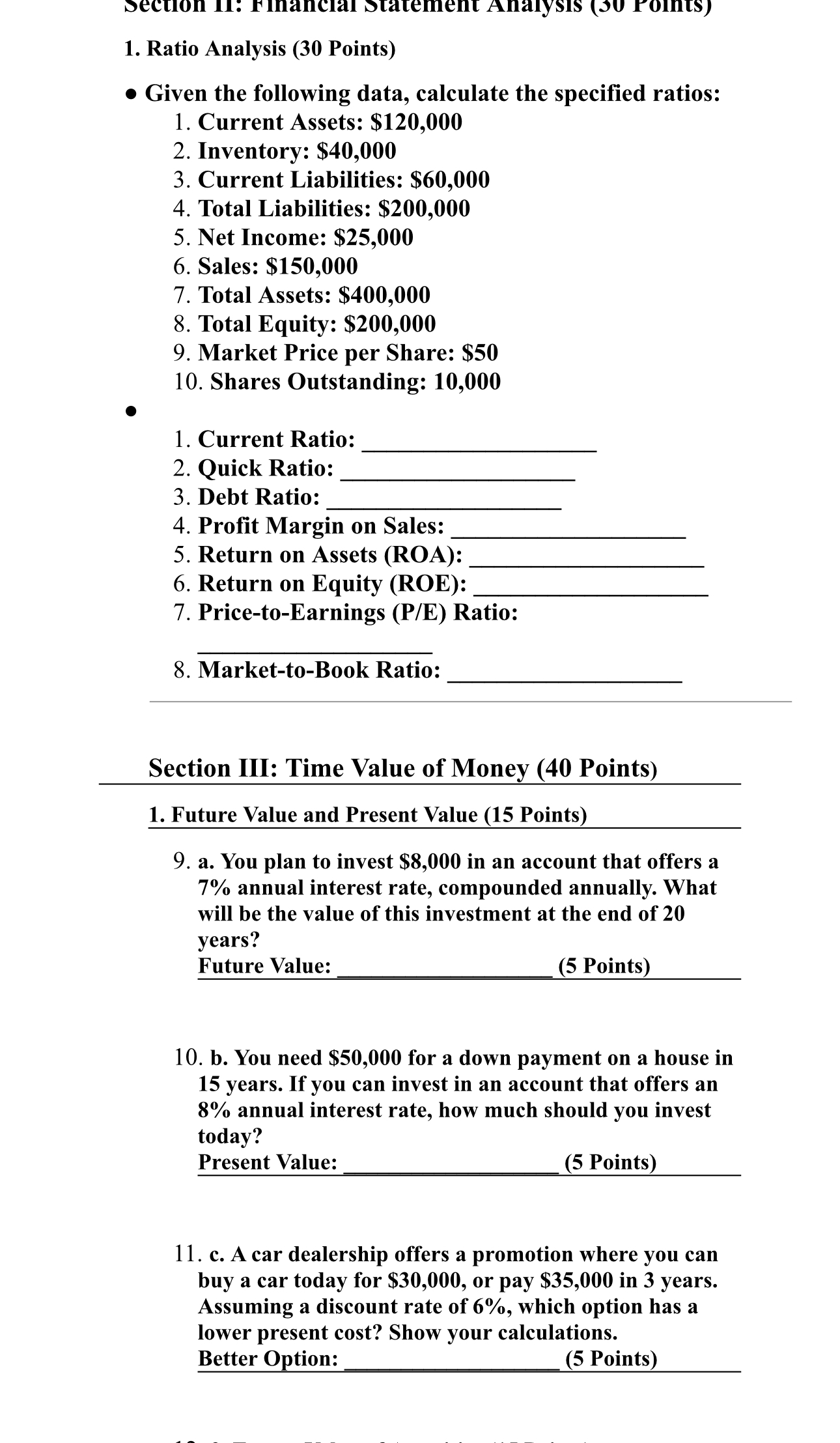 Solved Ratio Analysis (30 ﻿Points)Given the following data, | Chegg.com