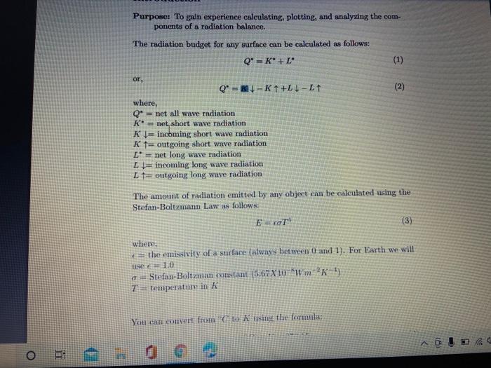 Solved Purpose: To gain experience calculating, plotting, | Chegg.com