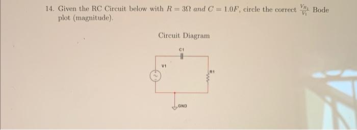 Solved Given the RC Circuit below with R=3Ω and C=1.0F, | Chegg.com