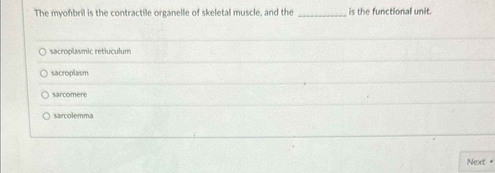 Solved The myofibril is the contractile organelle of | Chegg.com