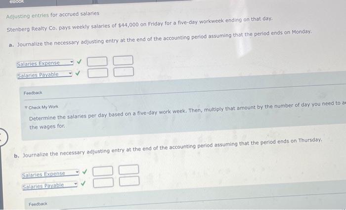 Solved Adjusting entries for accrued salaries Stenberg | Chegg.com