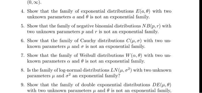 Solved (0,0) 4. Show that the family of exponential | Chegg.com