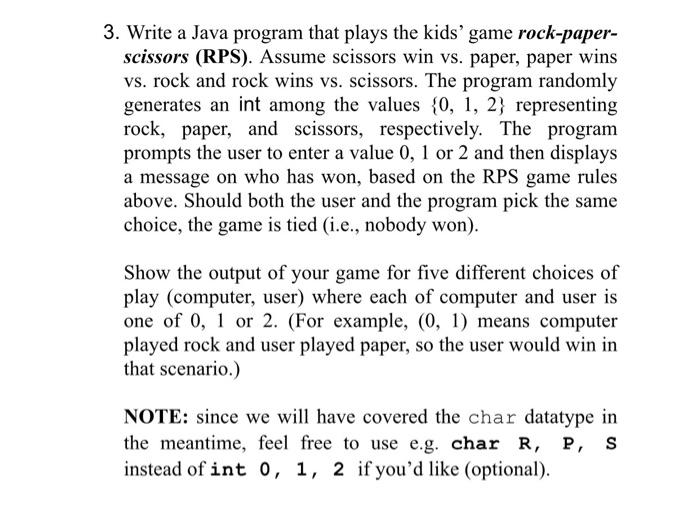 Solved 3. Write a Java program that plays the kids' game | Chegg.com