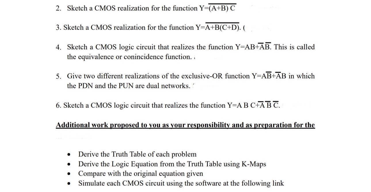 Solved Sketch a CMOS realization for the function | Chegg.com