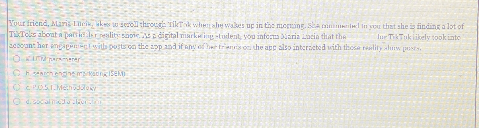 Solved Your friend, Maria Lucia, likes to scroll through | Chegg.com