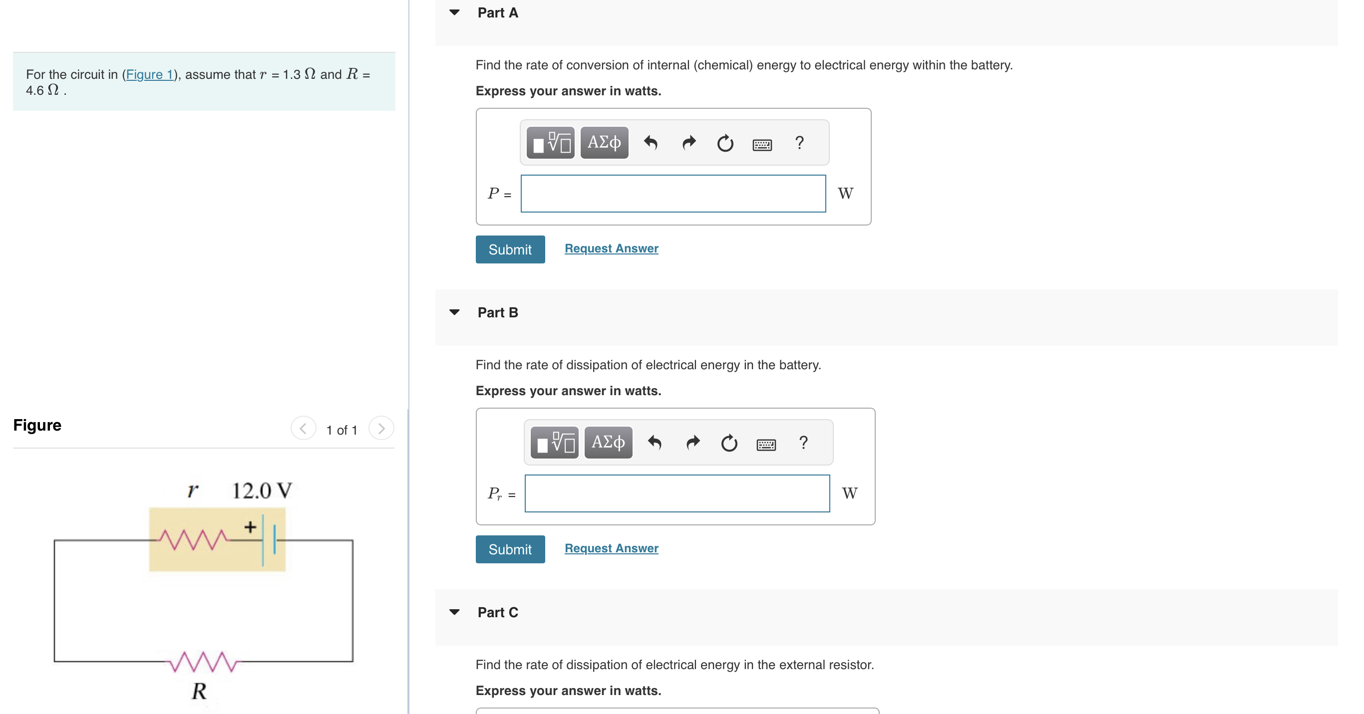 Solved Part AFor the circuit in (Figure 1), ﻿assume that | Chegg.com