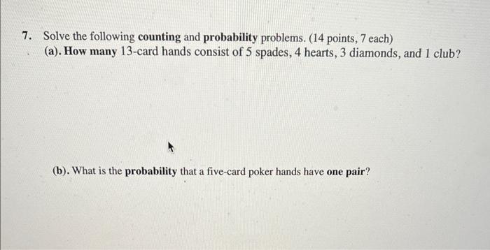 Solved Solve the following counting and probability | Chegg.com | Chegg.com