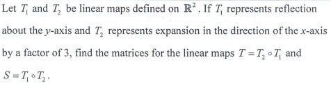 Solved Let T1 ﻿and T2 ﻿be linear maps defined on R2. ﻿If T1 | Chegg.com