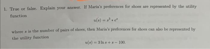Solved please solve the utility functions by plugging some | Chegg.com