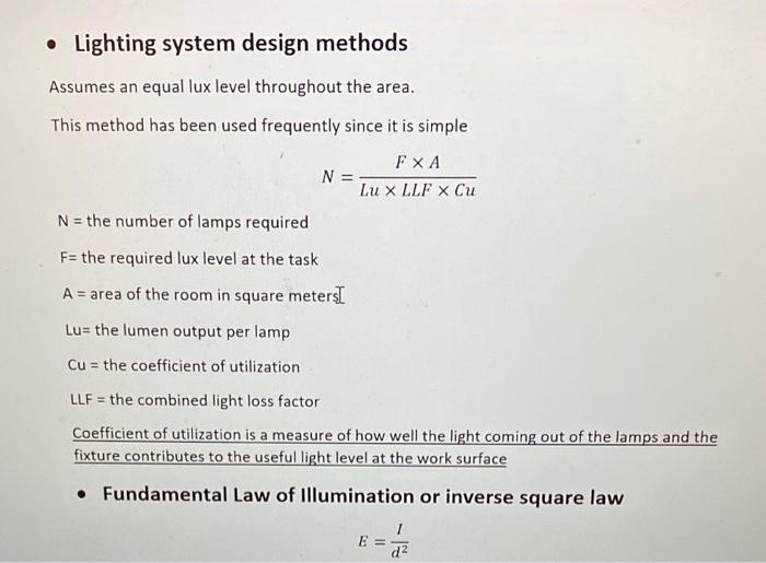 Solved Example 1: Find the number of lamps required to | Chegg.com