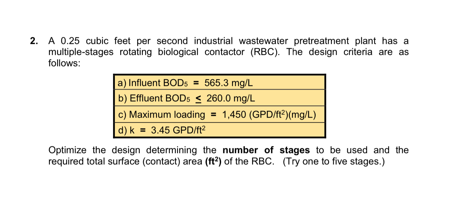 Solved A 0.25 ﻿cubic feet per second industrial wastewater | Chegg.com