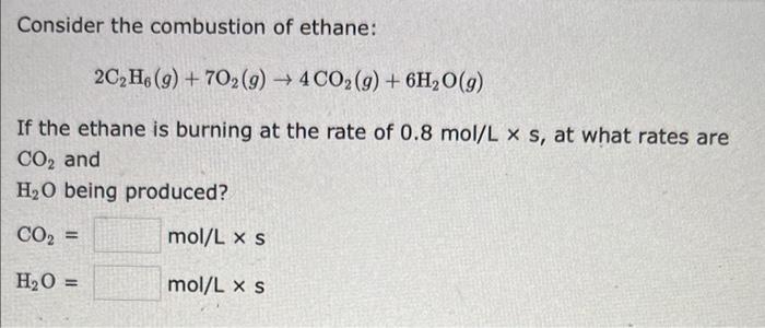 Solved Consider the combustion of ethane: | Chegg.com