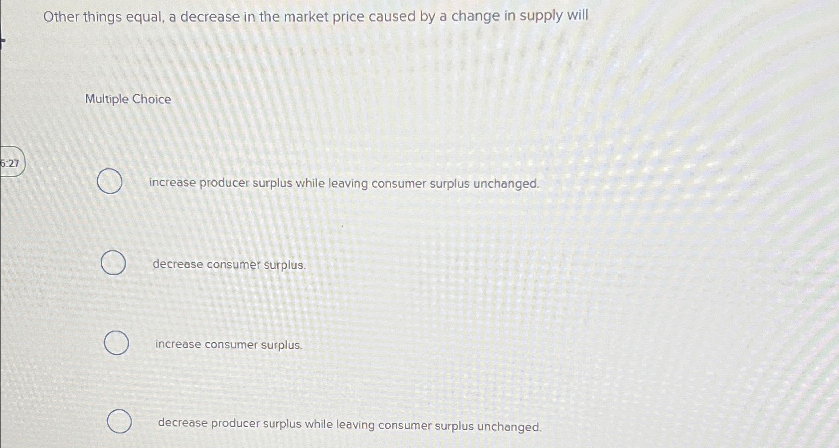 Solved Other things equal, a decrease in the market price | Chegg.com