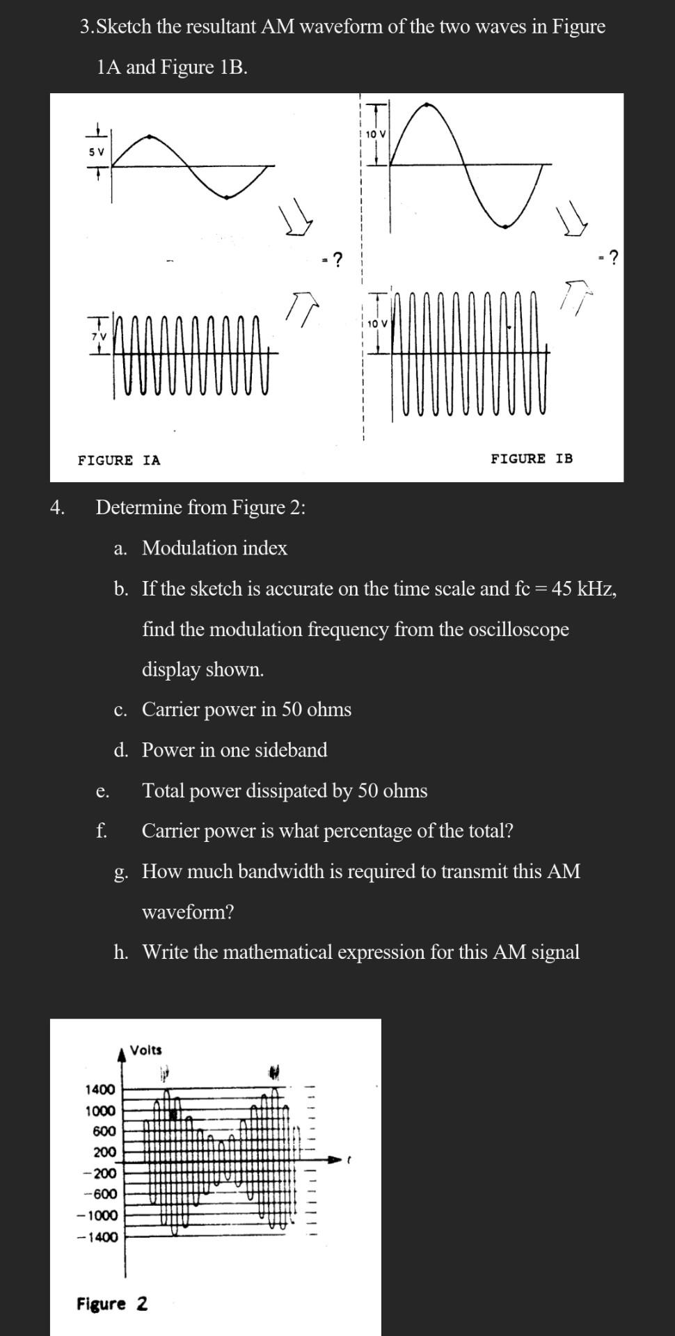 Solved 3. Sketch the resultant AM waveform of the two waves | Chegg.com