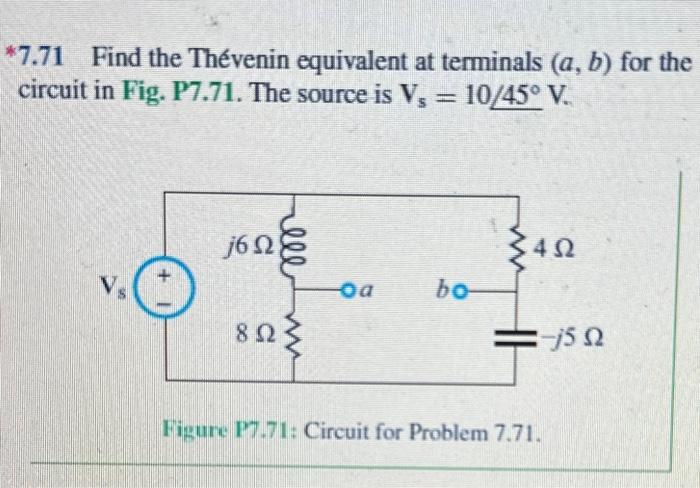 Solved "7.71 Find the Thévenin equivalent at terminals (a,b) | Chegg.com