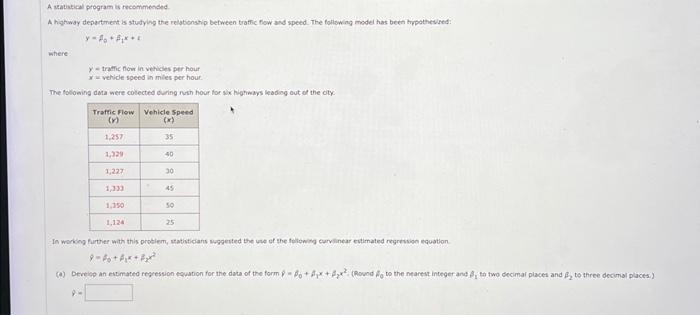 Solved A statistical program is recemmended. A highway | Chegg.com