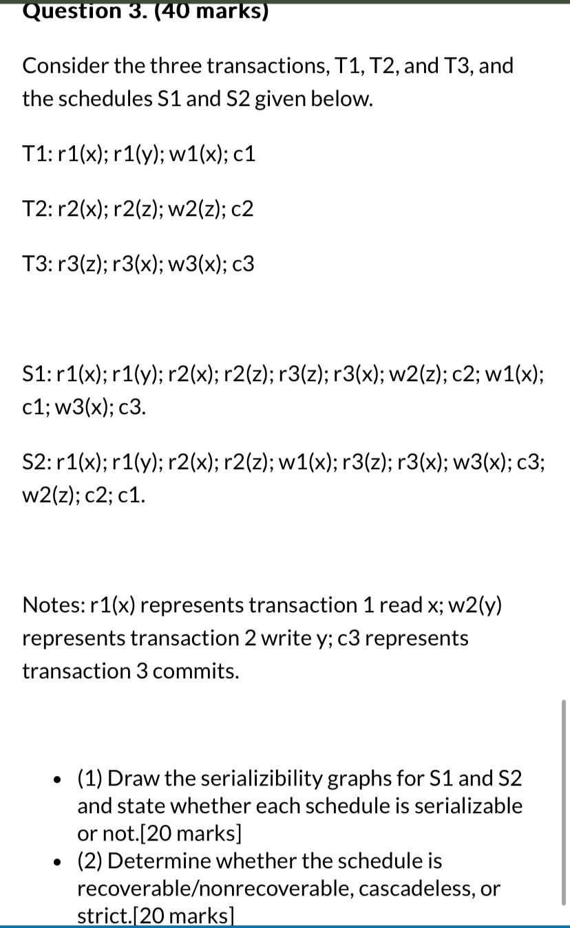 Solved Question 3. (40 ﻿marks)Consider the three | Chegg.com