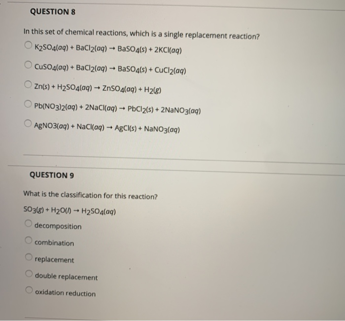 Solved QUESTION 8 In this set of chemical reactions, which | Chegg.com
