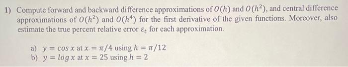 Solved 1) Compute forward and backward difference | Chegg.com