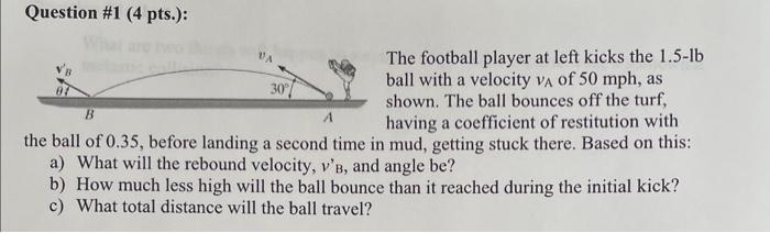 Solved Question #1 (4 pts.): The football player at left | Chegg.com