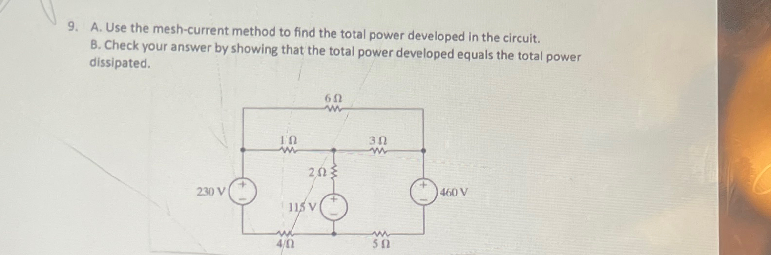 Solved A. ﻿Use the mesh-current method to find the total | Chegg.com