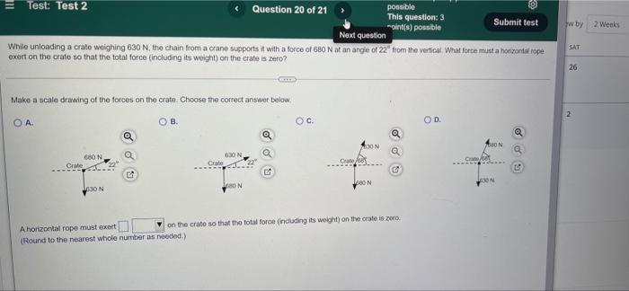 Solved w by 2 Weeks = Test: Test 2 Question 20 of 21 | Chegg.com