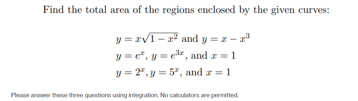 Solved Find the total area of the regions enclosed by the | Chegg.com