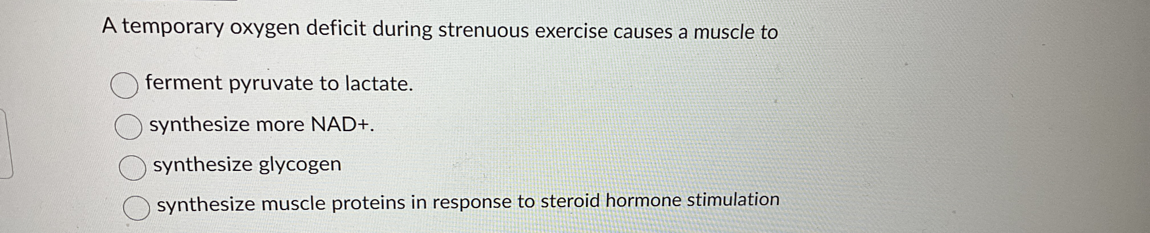 Solved A temporary oxygen deficit during strenuous exercise | Chegg.com