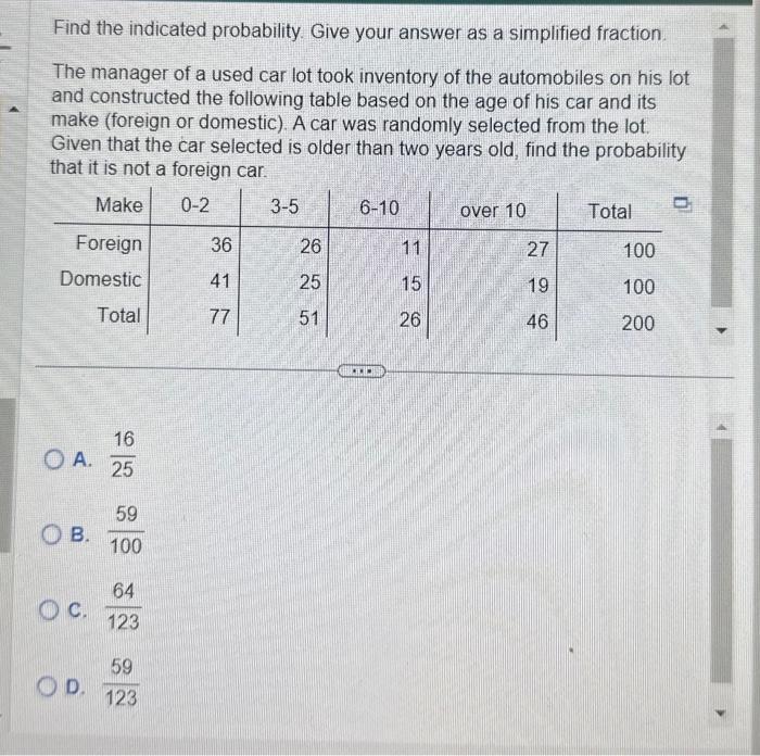 Solved Find the indicated probability. Give your answer as a | Chegg.com